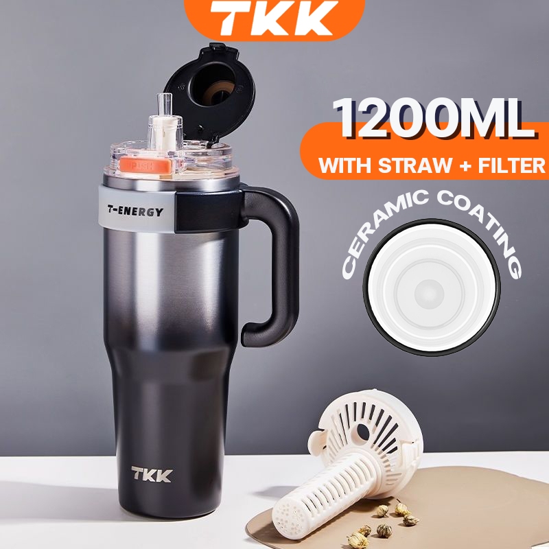 TKK Tumbler Hot And Cold 1200ml Large Capacity Insulated Cup 1.2L SUS 316 Ceramic Coated Liner ...