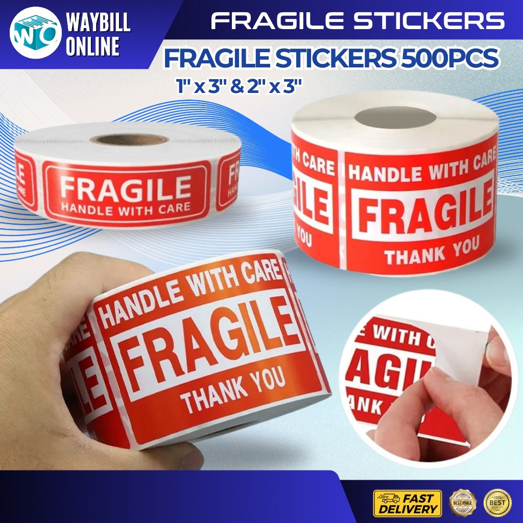 Fragile Stickers 500pcs/Roll 2 x 3 inches Handle with Care Packing ...
