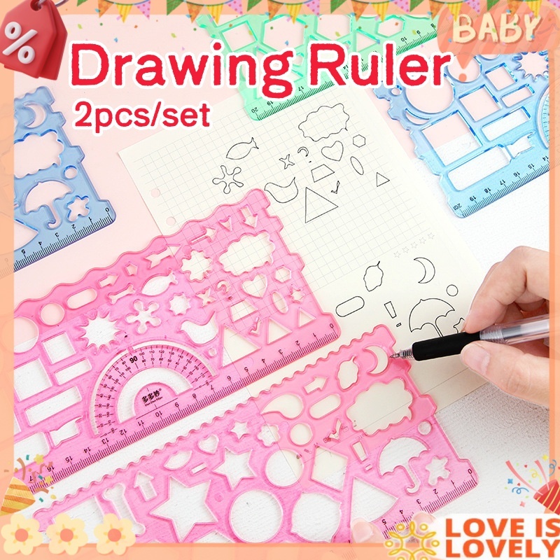 Drawing ruler Transparent multi-function ruler student Geometric ...