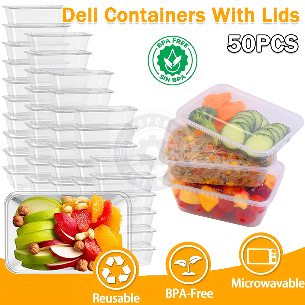 [30/50/100pcs] Rectangle Microwavable Food Container / Plastic tub ...
