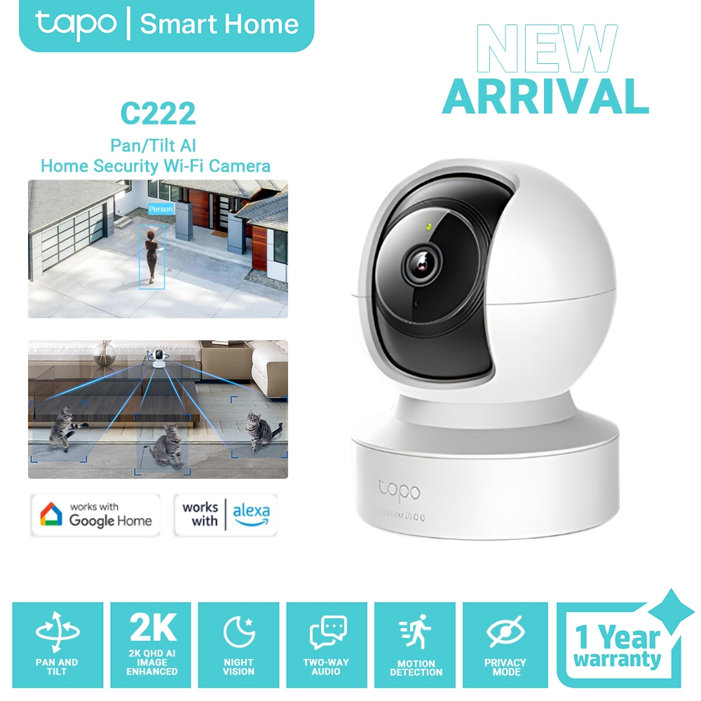 TP-Link Tapo C222 2K 4MP QHD Pan/Tilt AI Home Security Wi-Fi Camera ...