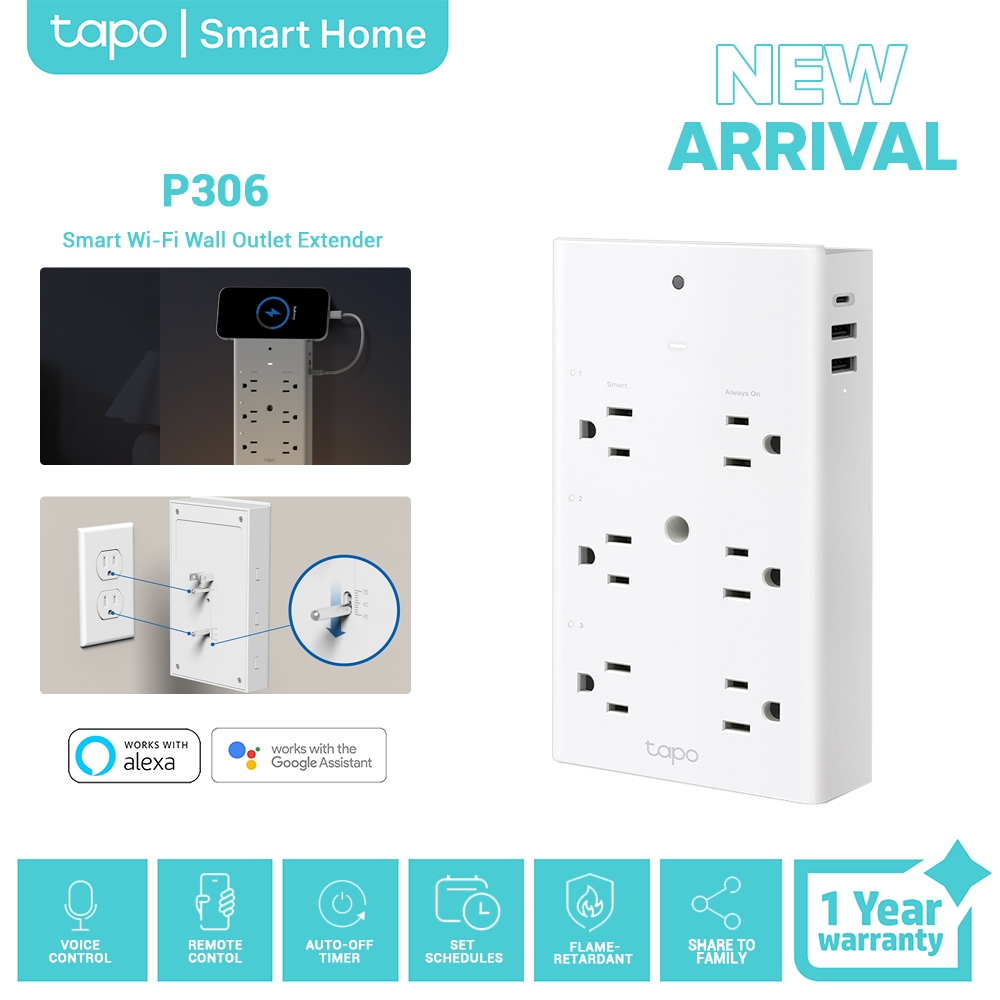 TP-Link Tapo P306 Smart Wi-Fi Outlet Extender 9-In-1 | Fast Charging ...