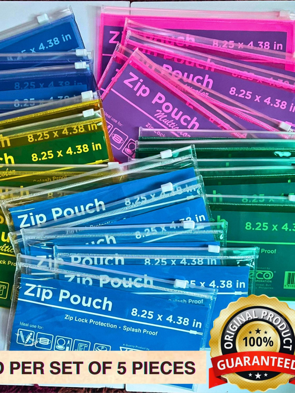 VECO Plastic Envelope Clear Zip Pouch Closure 8.25 inches x 4.38 inches ...