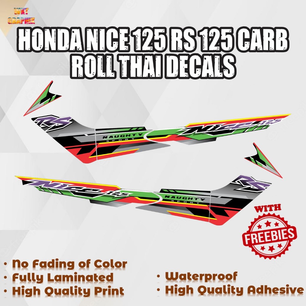 HONDA NICE 125 RS 125 CARB ROLL THAI DECALS (WATERPROOF, LAMINATED ...