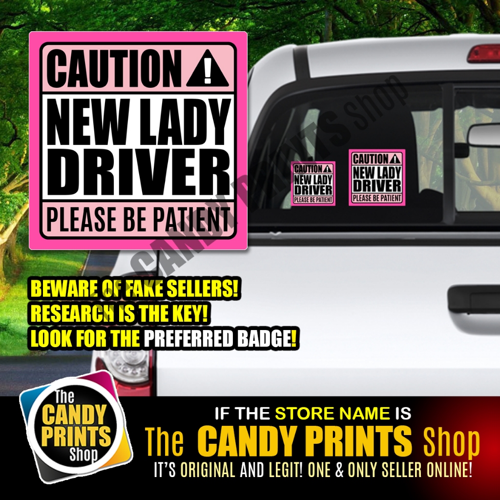 Vinyl (Non-Magnetic) Car Sticker for New Lady Driver Student Driver ...
