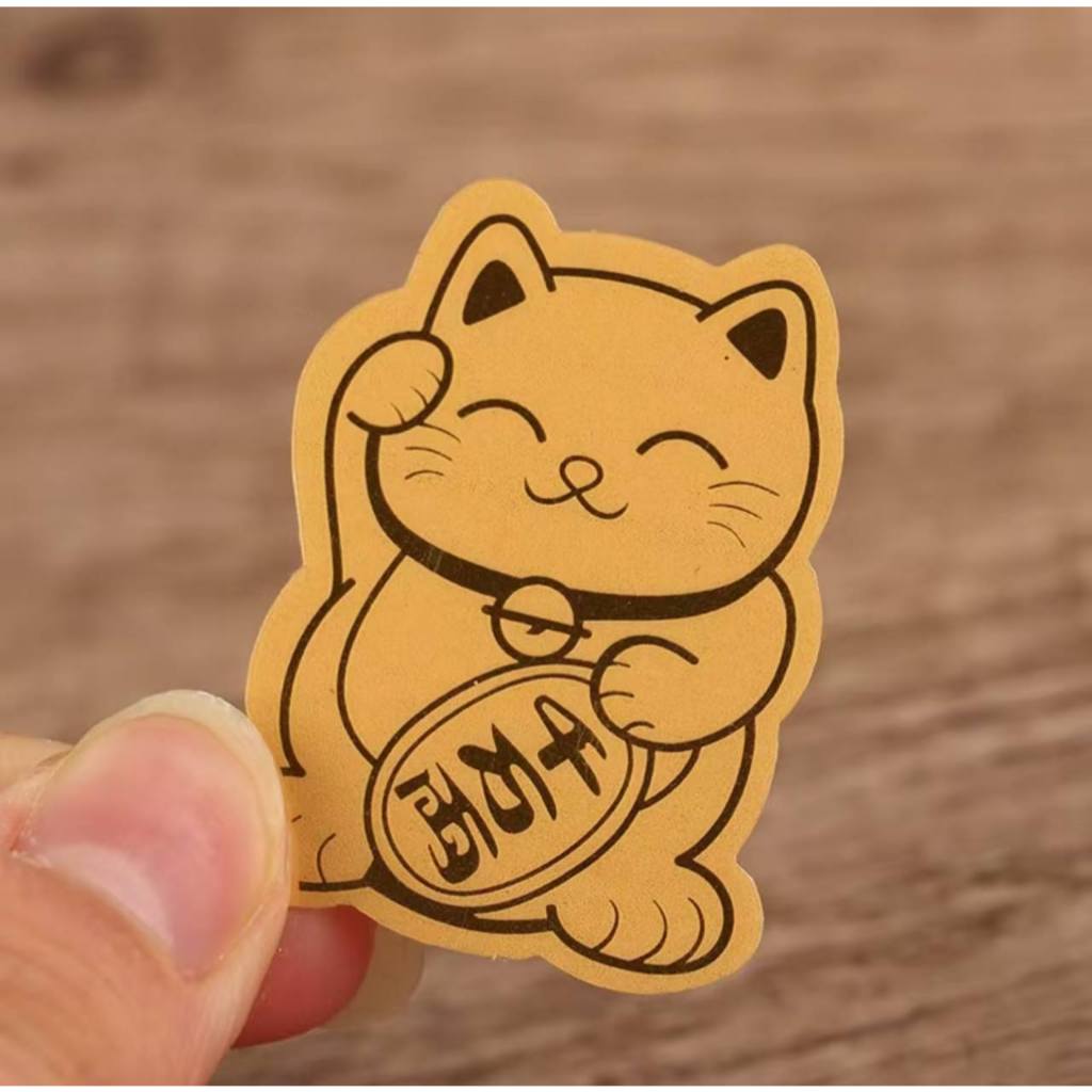 2025 Lucky Cat Talisman Good Luck Charm Sticker Gold Foil For Wallet ...