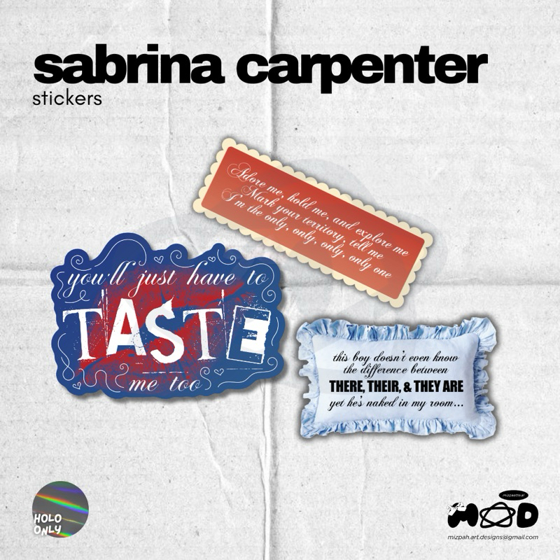 Sabrina Carpenter Holographic Waterproof Sticker TASTE, Juno, Slim ...