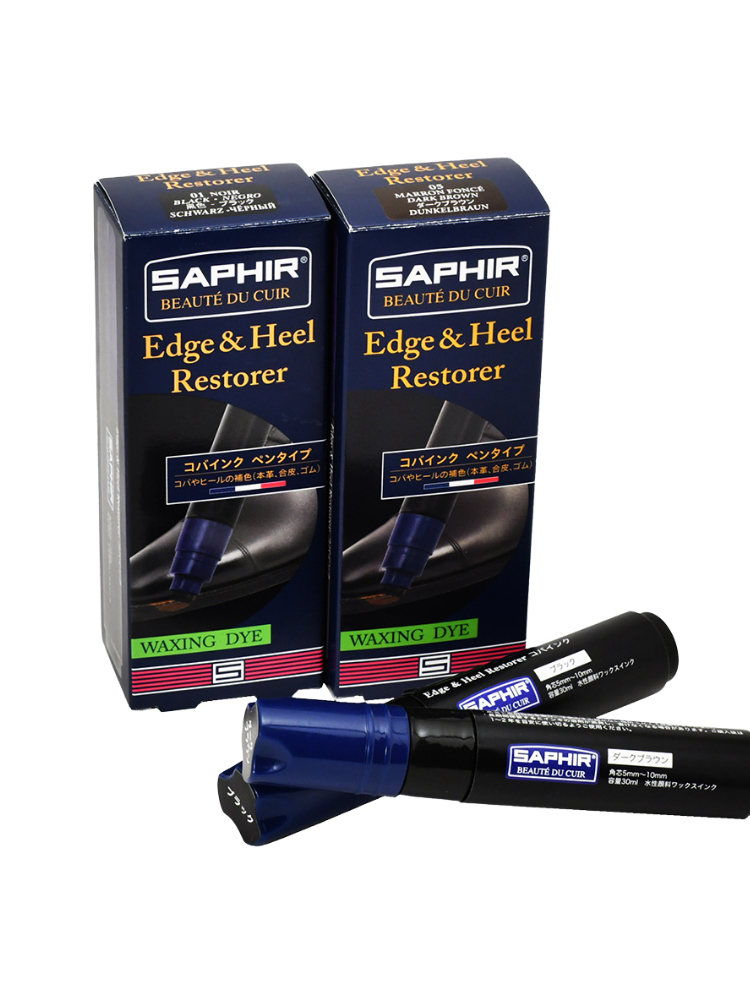 Saphir Beaute du Cuir Edge & Heel Restorer Black and Dark Brown (30ml ...