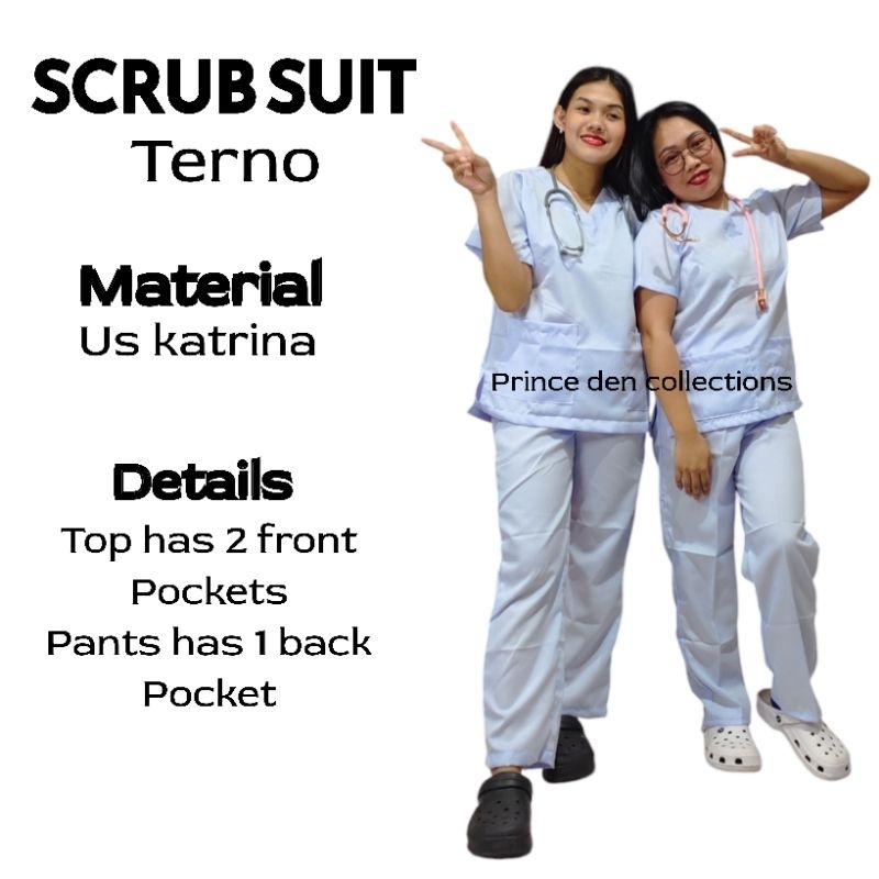 scrub suit terno plain for man and woman neutral colors | Shopee ...
