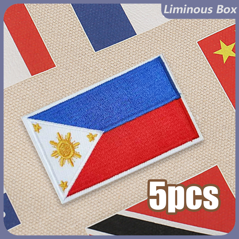 5pcs Philippine Flag Patch 10cmx5cm Philippine Embroidered Flag Patches Computerized Embroidery ...