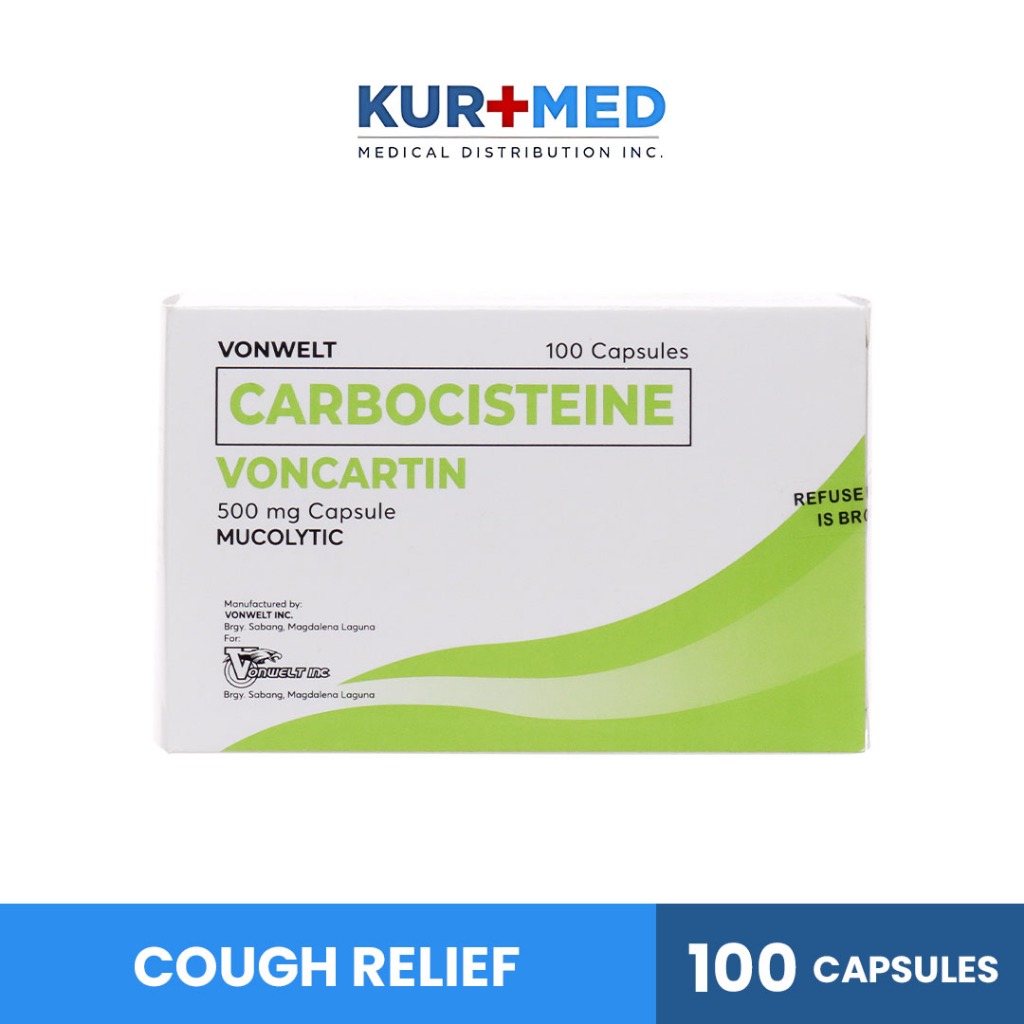VONWELT Carbocisteine (Voncartin) for Cough Relief 500mg 100-Capsules ...