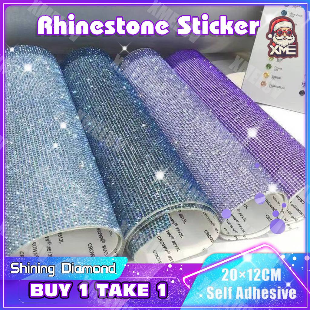 XMELUV Shiny stickers12x20cm Self-Adhesive Rhinestone DIY Crystal ...