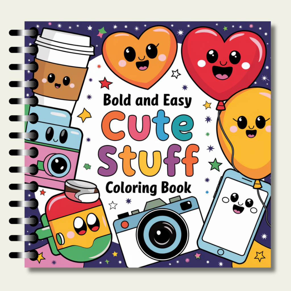 Cute Stuff Coloring Book Bold and Easy Kids Coloring Book Adult ...