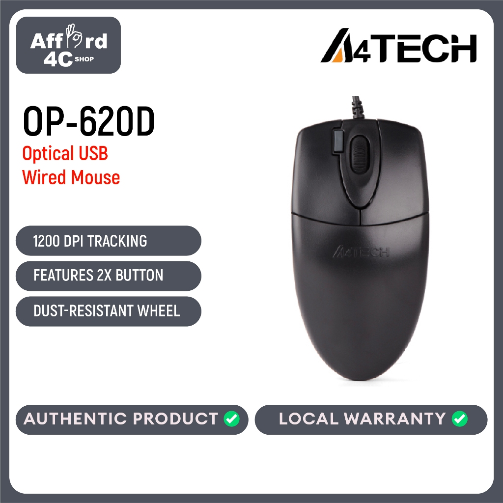 A4Tech OP-620D Wired USB Mouse (Black) | Shopee Philippines