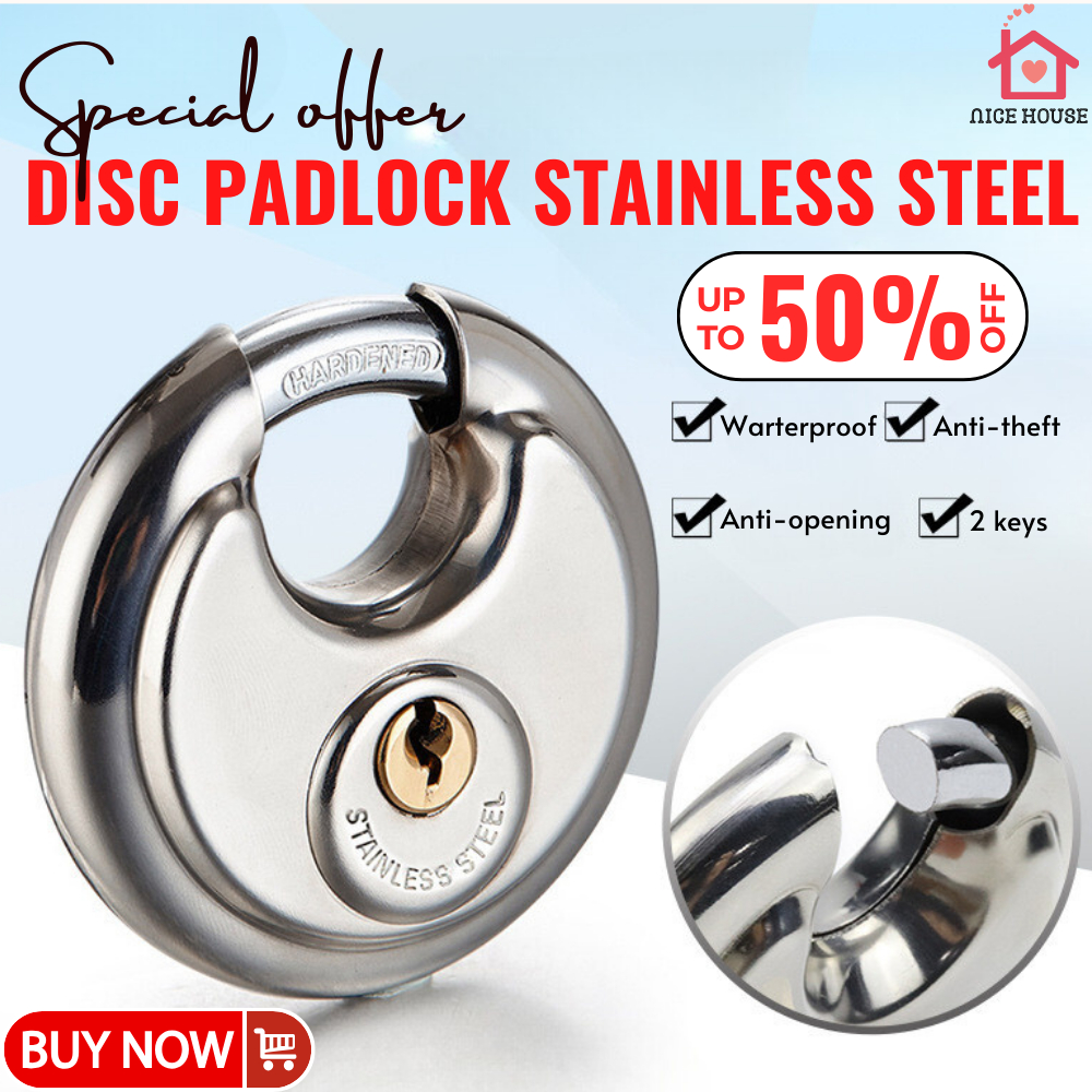 [FREE GIFT] Disc Padlock with 2 Keys Door Lock Heavy Duty Anti Theft ...