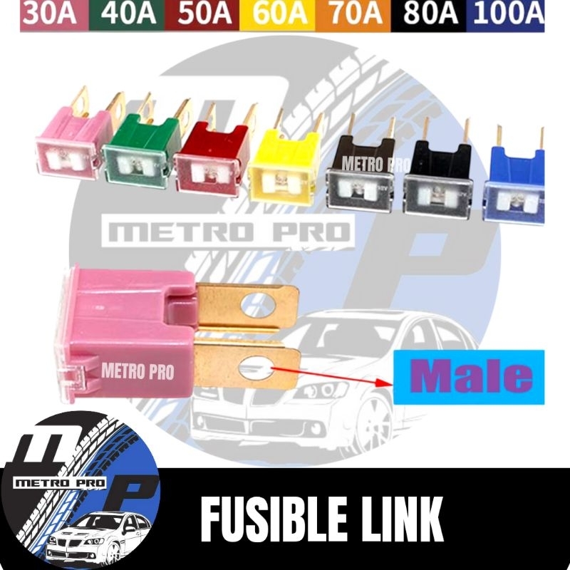 Fusible Link Standard(CX011)FL-30A, 40A, 50A,60A,70A, 80A, 100A,Male ...
