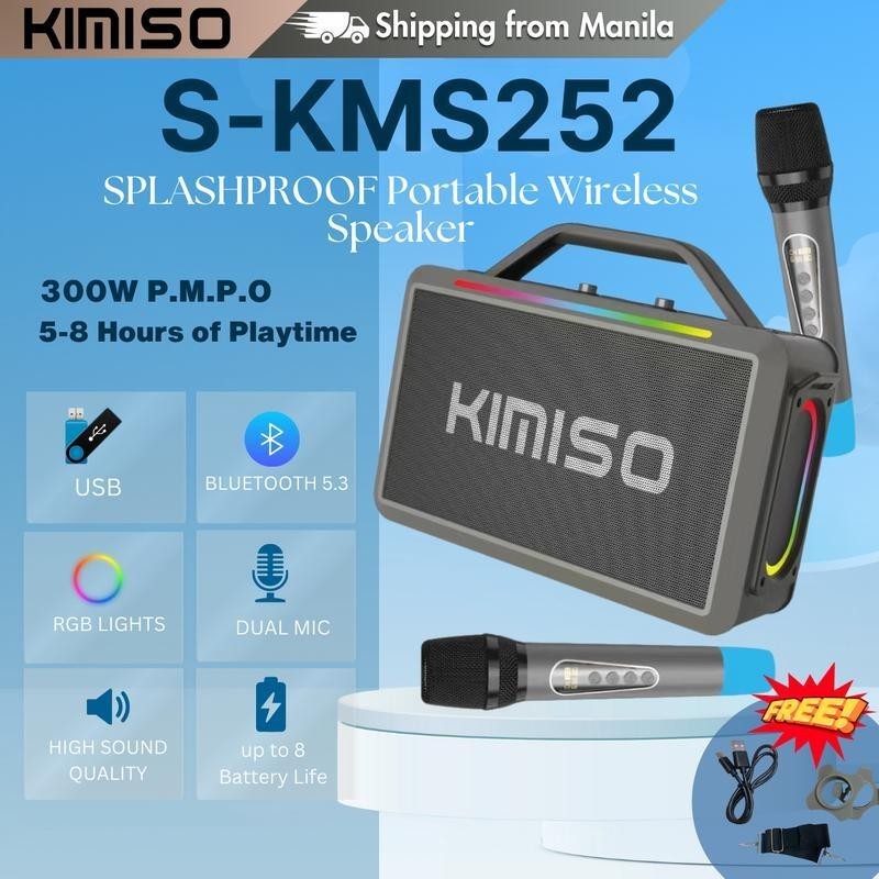 KIMISO S-Kms252 Karaoke Speaker Rechargeable : LED Lights, Dual ...