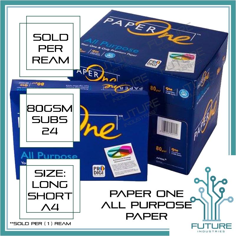 Paper One Bond Paper PaperOne Copy Paper Jam Free (1) Ream Sub24 80gsm Short Long A4 [Future Ind ...