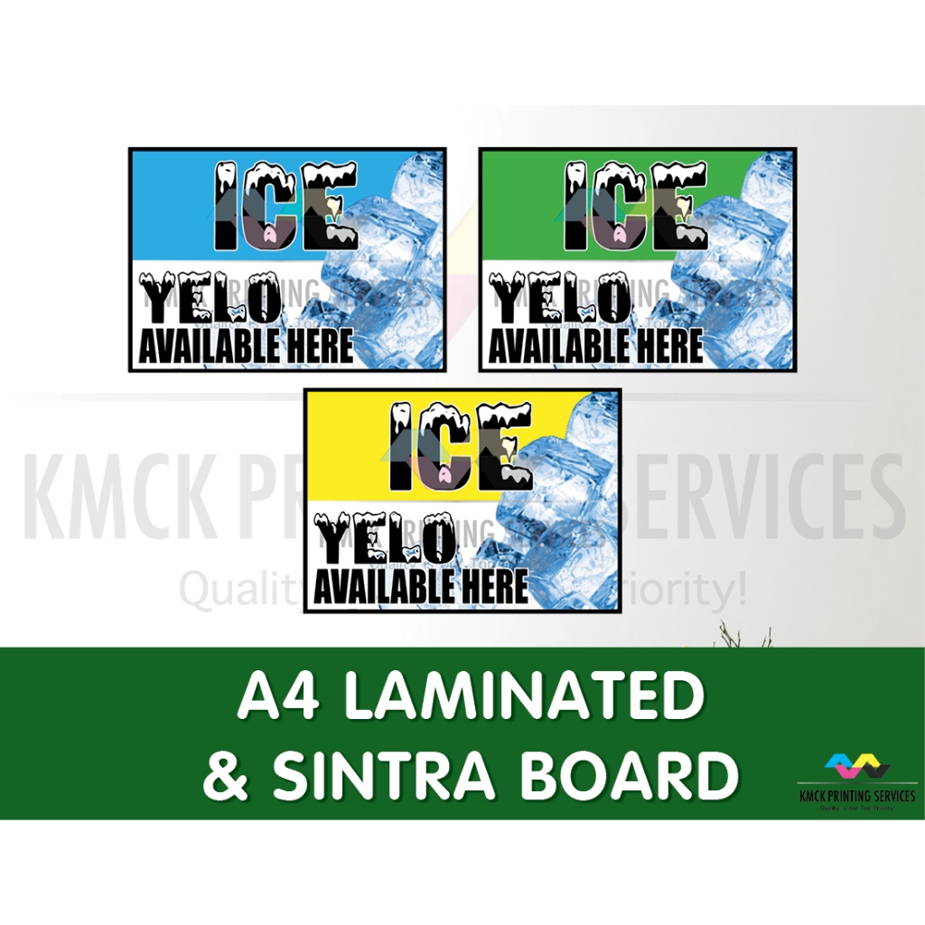 Ice Yelo Available Here Signages Laminated | Sintra Board | Shopee ...