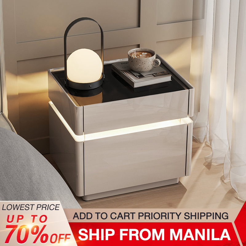 BAIERDI Floating intelligent bedside table, simple and modern high sense, bedside cabinet with ...