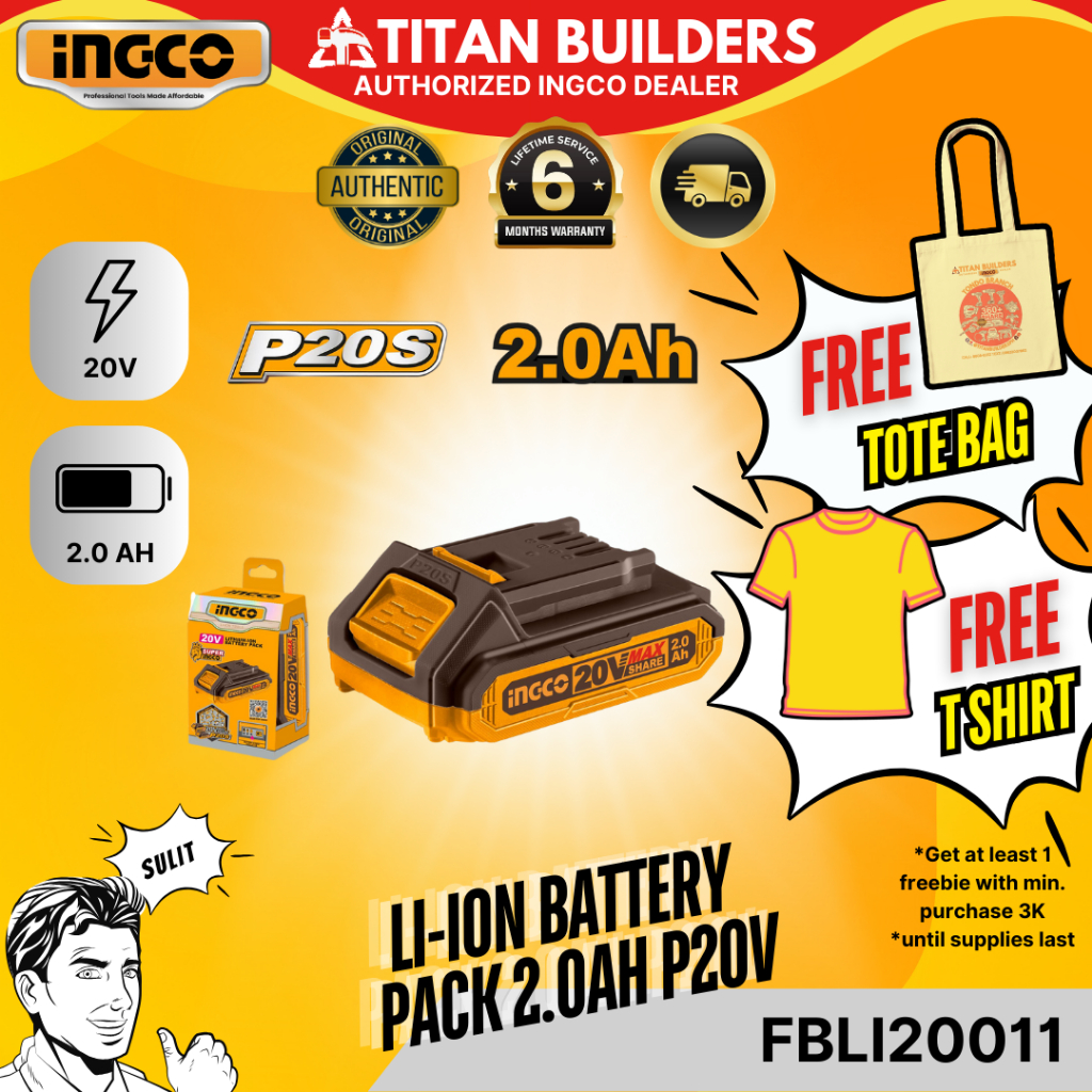 Ingco by Titan Li-Ion Battery Pack 2.0Ah 20V P20S - Reliable Power ...