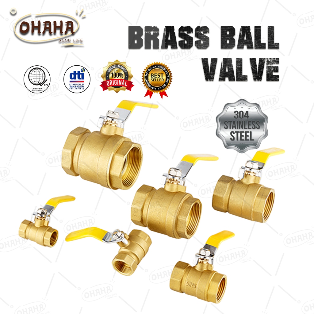OHAHA BRASS BALL VALVE YELLOW HANDLE WATER OIL FLOW CONTROL PLUMBING ...