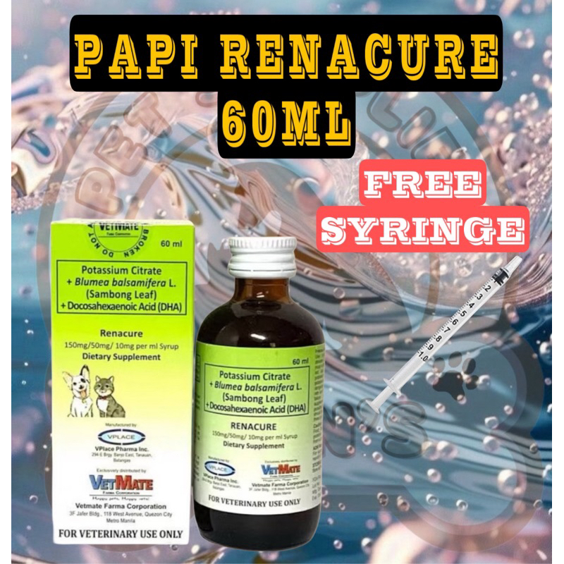 Papi Renacure Kidney Supplement For Pets 60ml Dietary Supplement ...