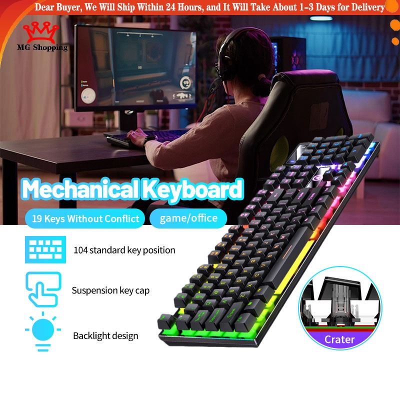 K500 Gaming Keyboard Mechanical Feel Colorful Backlight USB Wired ...