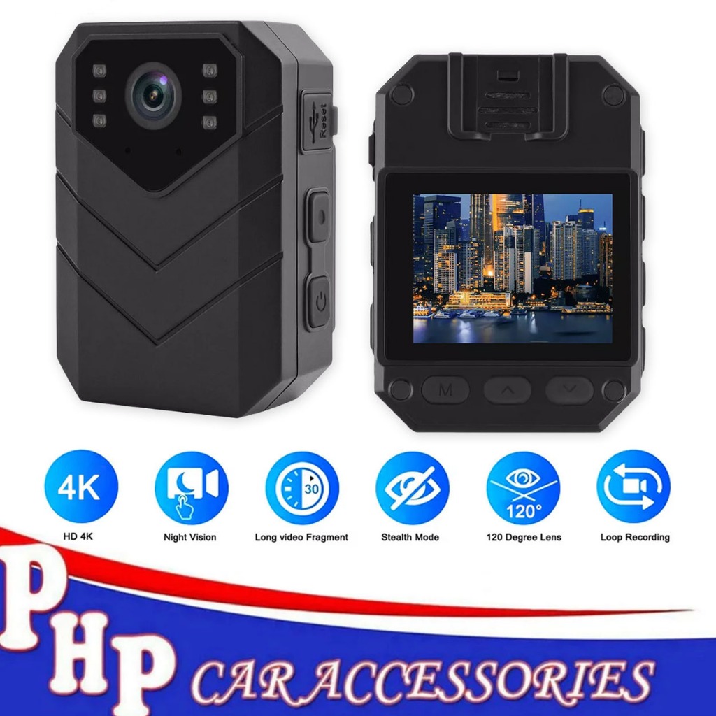 4K HD Small Camera Police Recorder with HD IPS Screen Wearable Portable ...
