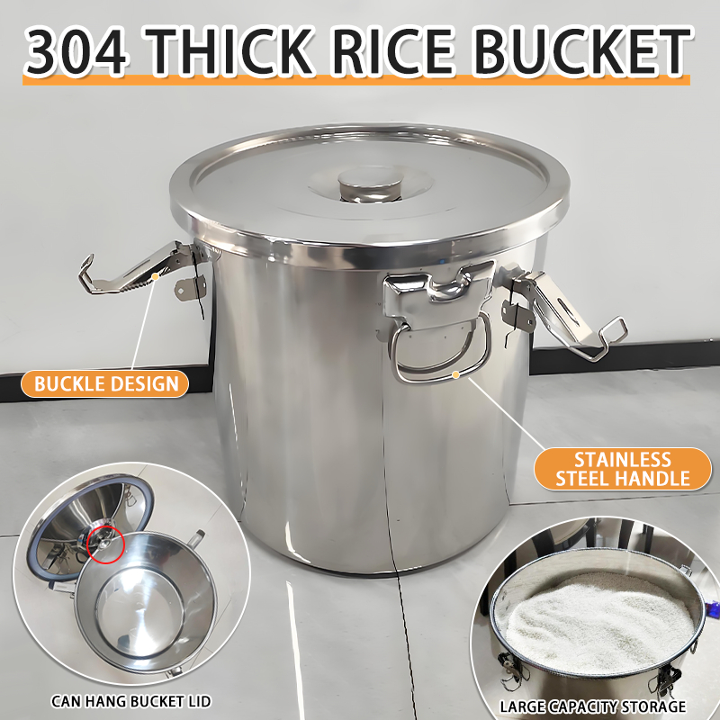 Household insect-proof rice bucket 304 stainless steel storage Soup ...