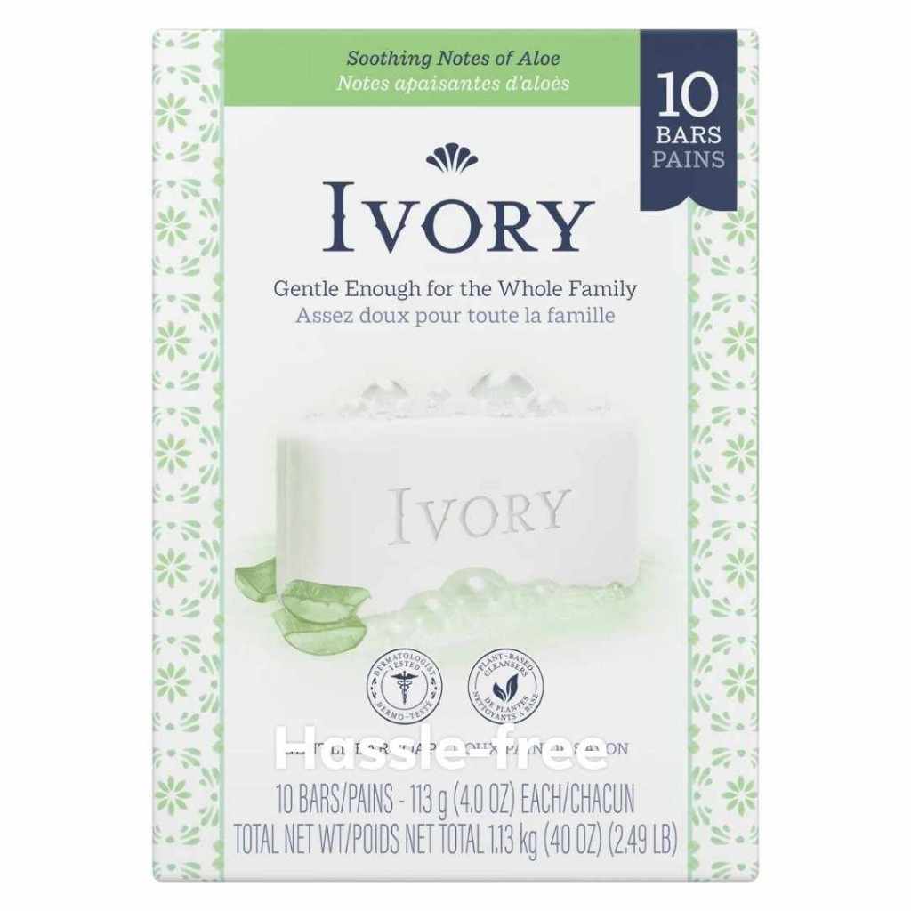 IVORY GENTLE BAR SOAP ALOE SCENT (10Bars/113g/1.13kg) MADE IN USA ...