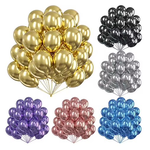 10/20pcs 12Inch Color Metal Theme Confetti Latex Balloon Anniversary ...