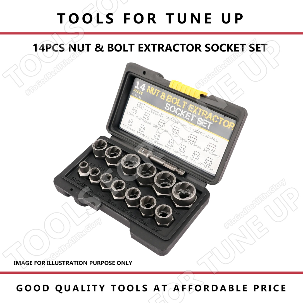 14pcs Nut and Bolt Extractor Socket Set DT30145 for Motorcycles and Car Hand Tools Repair ...