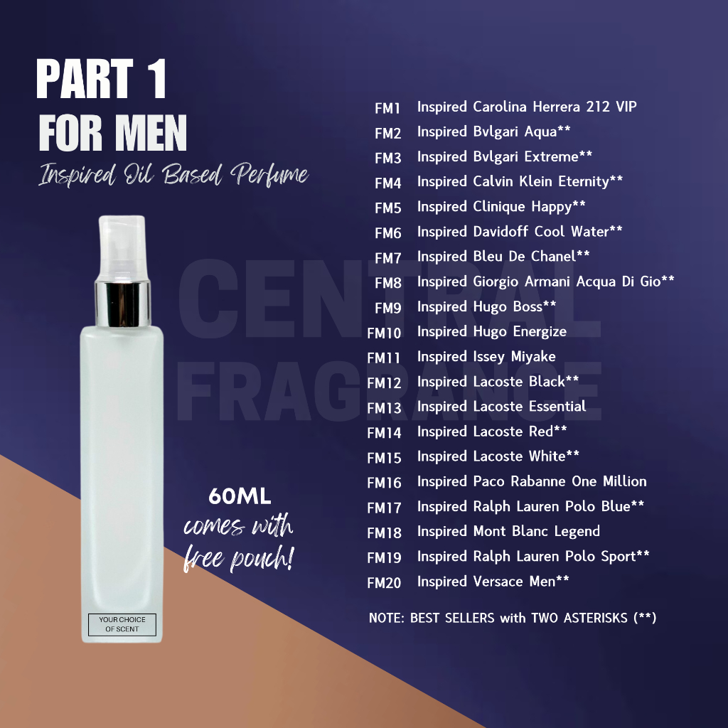 COD - (PART 1) 60ml Oil Based Perfume for MEN by CENTRAL FRAGRANCE ...