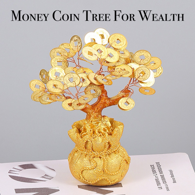Fengshui Gold Money Coin Tree Money Tree with Coin on Money Bag ...