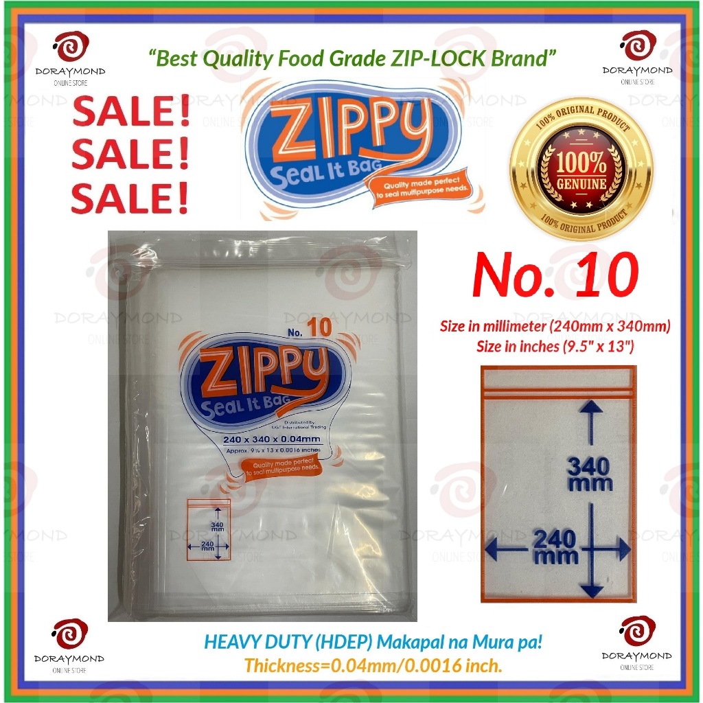 Affordable 100pcs ZIPLOCK per Pack ZIPPY BRAND No.10 Resealable Plastic ...