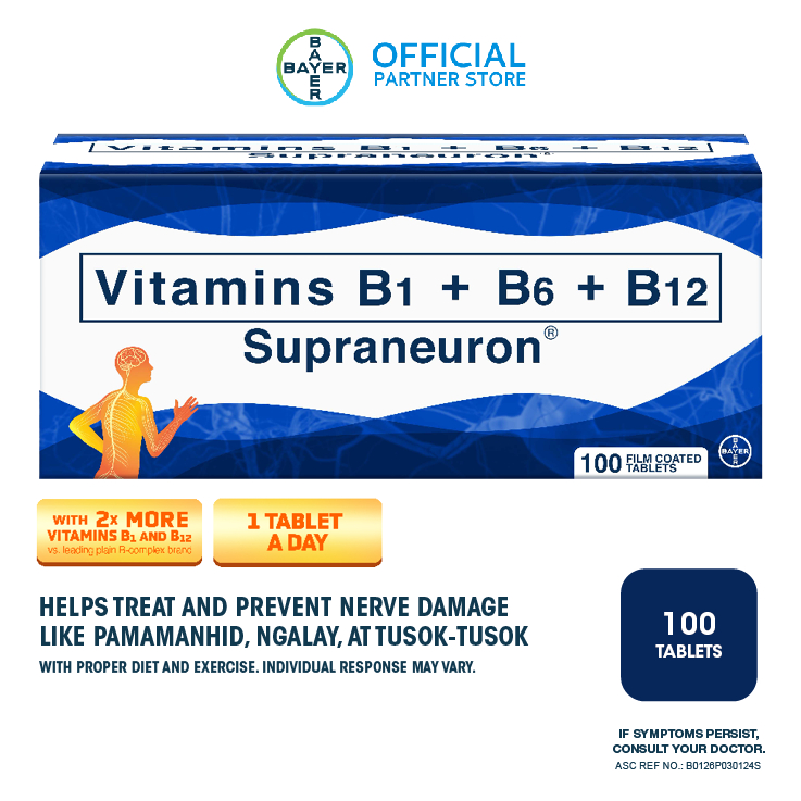 SUPRANEURON® Vitamins B1 + B6 + B12 Tablet 100s | Shopee Philippines