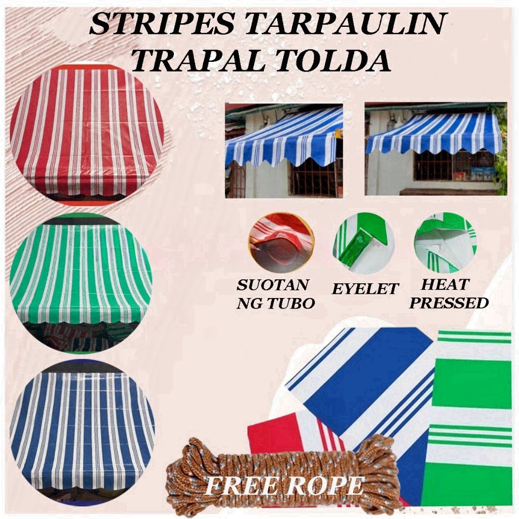 STRIPE ROLL UP AWNING LONA TRAPAL TOLDA MAKAPAL MATIBAY Tarpaulin Tarp ...