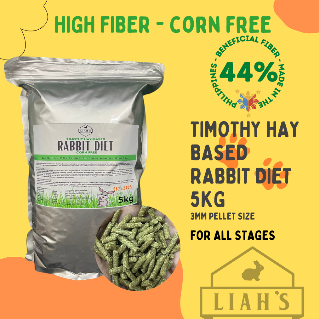 Timothy Hay Based Rabbit Diet Pellets 5kg - CORN FREE - 44.4 % ...