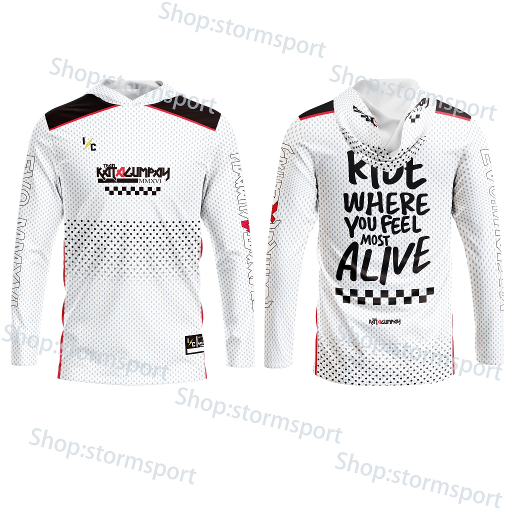 Warmer Riding Jersey with Hoodie Long Sleeve for men Motorcycle T-shirt Hood Full Sublimation ...