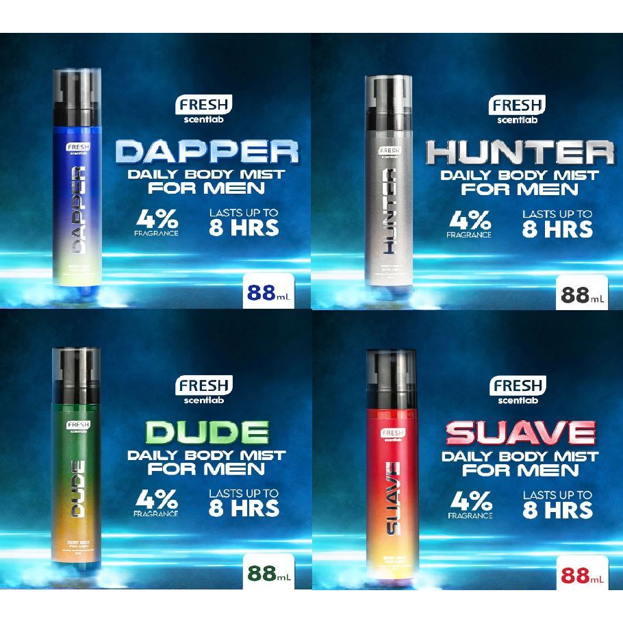 Fresh Scentlab Body Mist for Men 88 mL (Suave/Dude/Dapper/Hunter ...