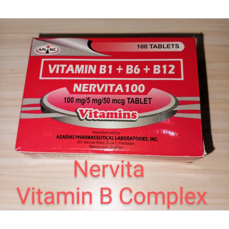 Nervita Vitamin B Complex B1+B6+B12 100 tablets | Shopee Philippines