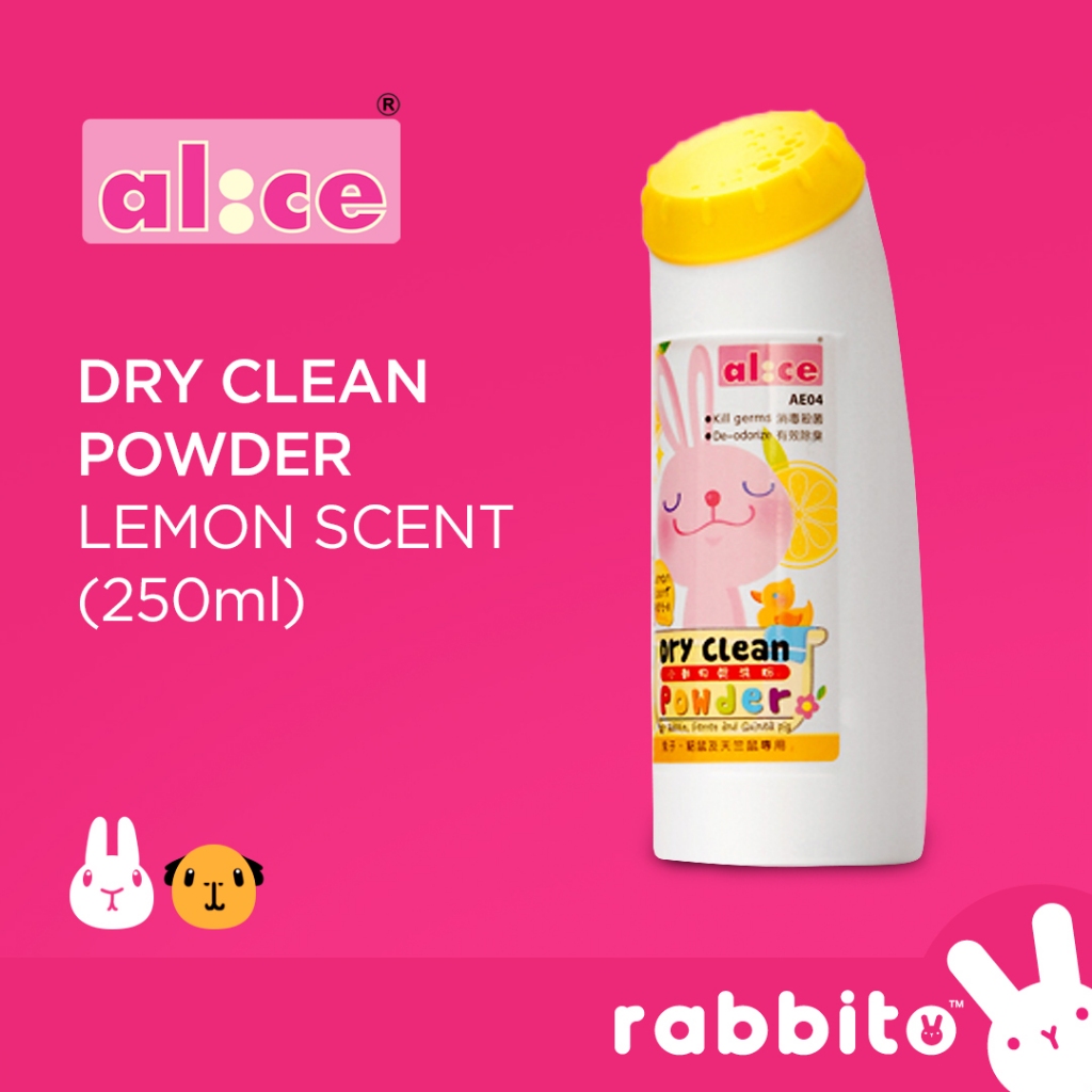 Alice Dry Clean Powder (Lemon Scent) 250ml for rabbit, guinea pig and ...