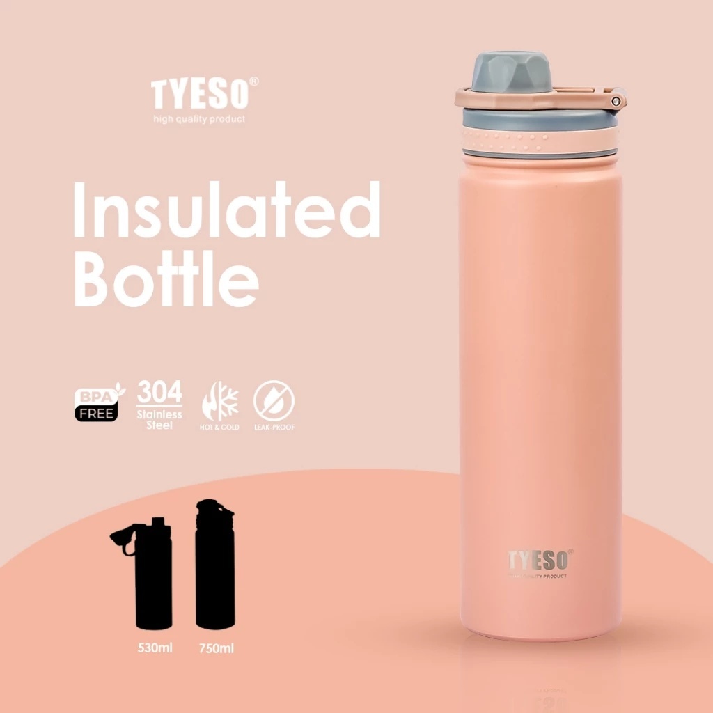 Original Tyeso Vacuum Flask Insulated Tumbler Thermoflask Stainless Steel Water Bottle 530ml ...