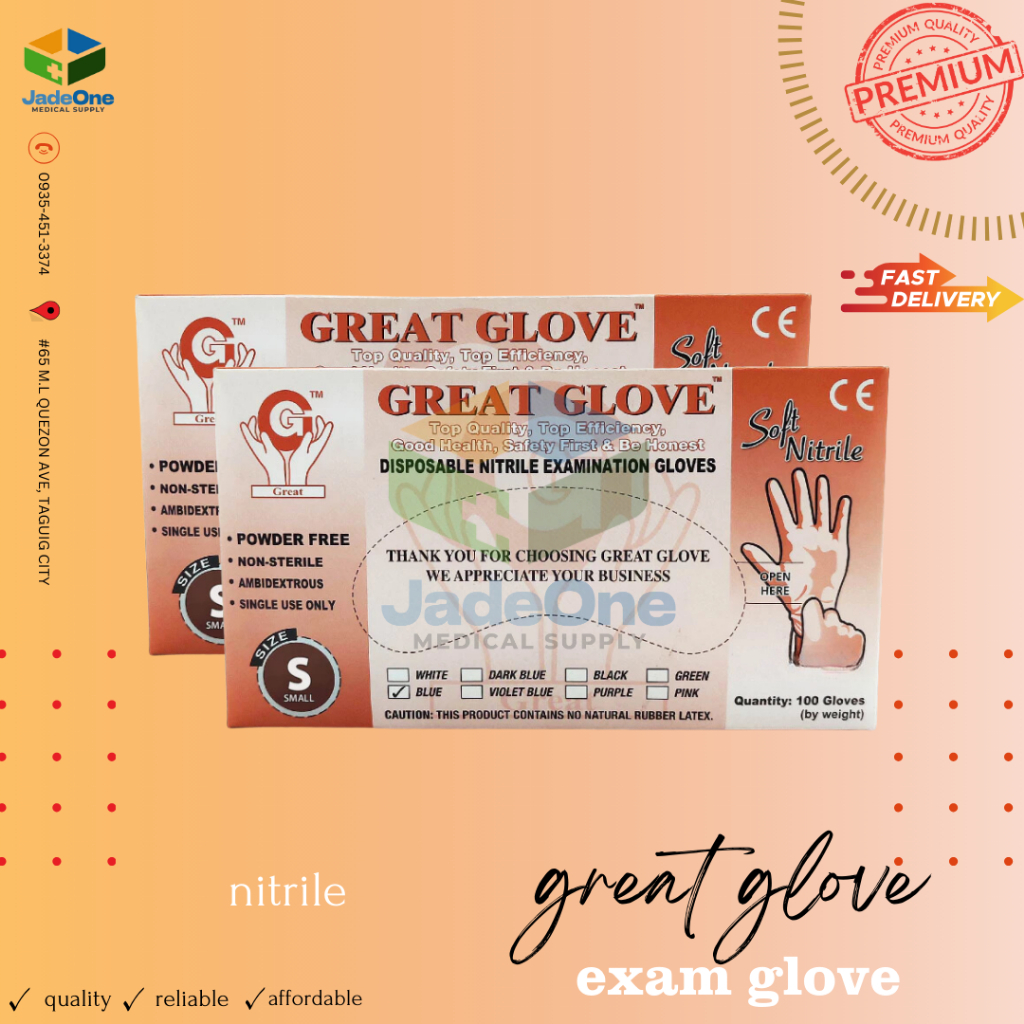 GREAT GLOVE Nitrile Examination Gloves (100's/Box) | Shopee Philippines