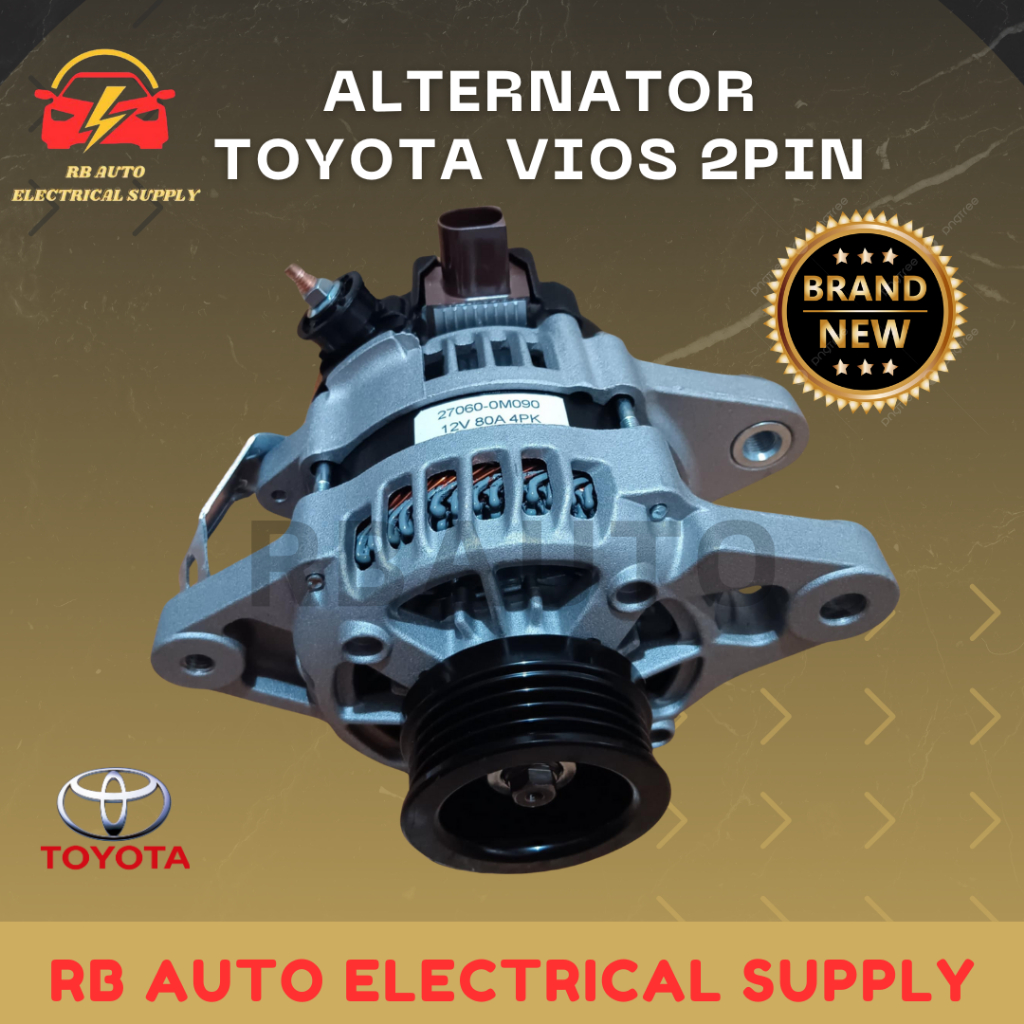 ALTERNATOR TOYOTA VIOS 2014 2PIN 12V 80A 4PK 27060-0M090 | Shopee Philippines