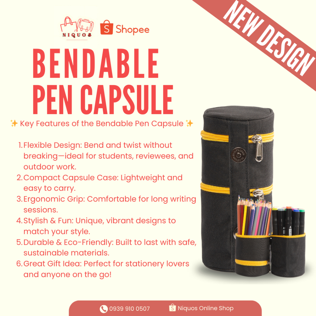 Pen Capsule Bendable Black Yellow Highlighter Holder Organizer On The ...