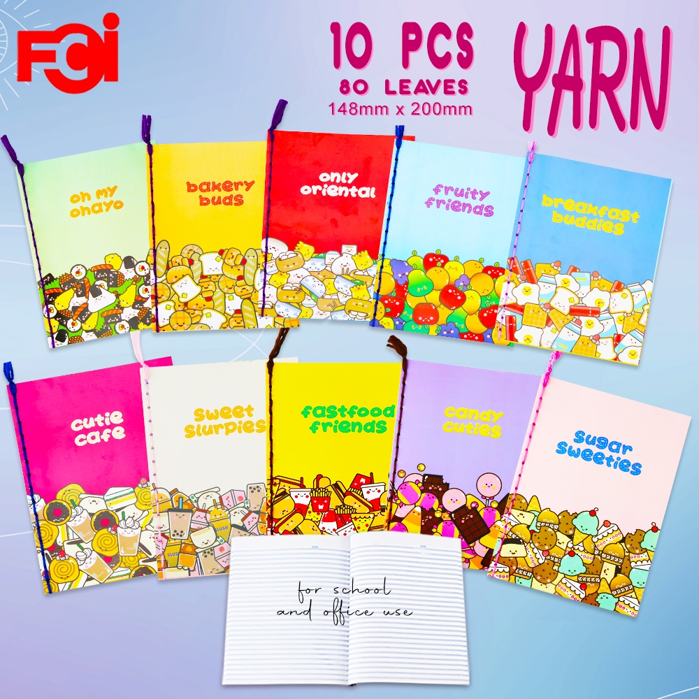 FCI Spiral Notebook With（YARN） Assorted Design 80's Leaves 10pcs in ...