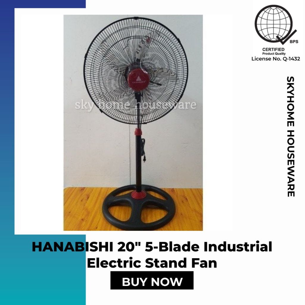 HANABISHI 20" 5-Blade Industrial Electric Stand Fan Windmill WM-20SF ...