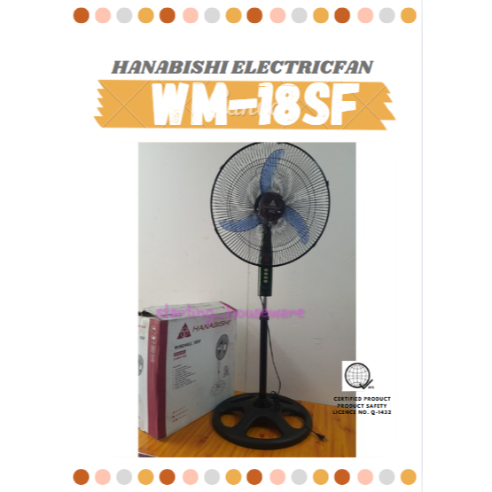 HANABISHI Stand Fan Windmill 18" Inch Electric Fan Floor Fan Adjustable ...